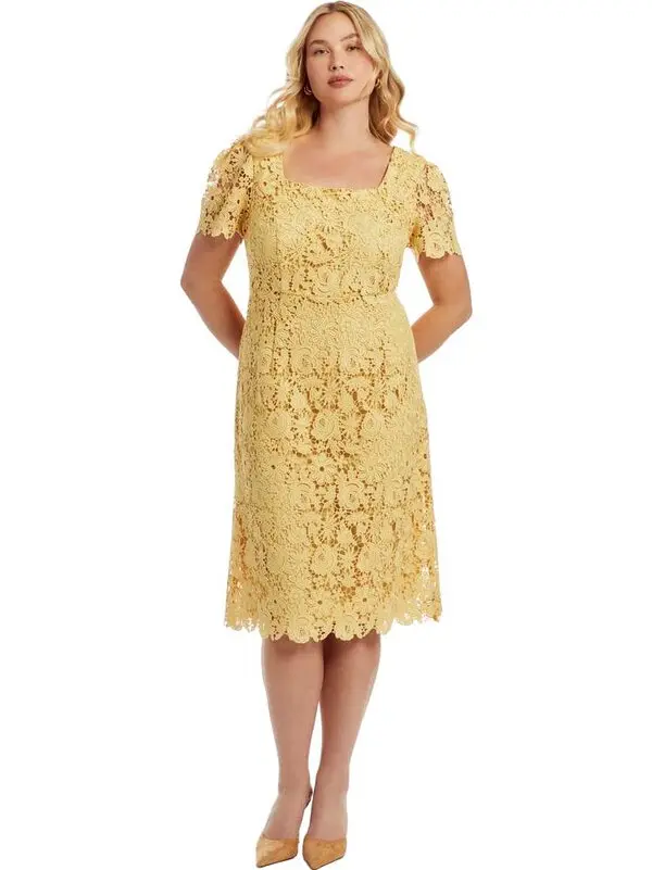 JUNE + VIE Square-neck A-line Lace Midi Dress - Sun Dress