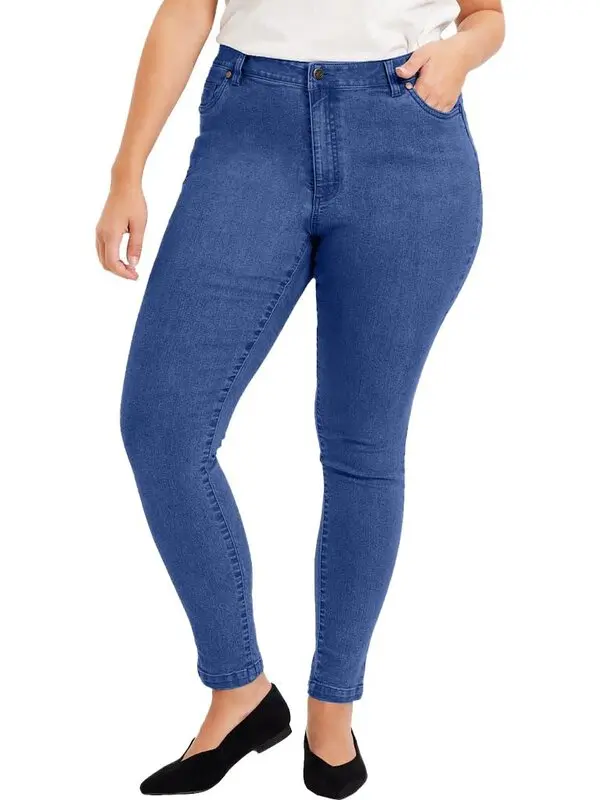 JUNE + VIE Curvie Fit Skinny Jeans - Medium Blue