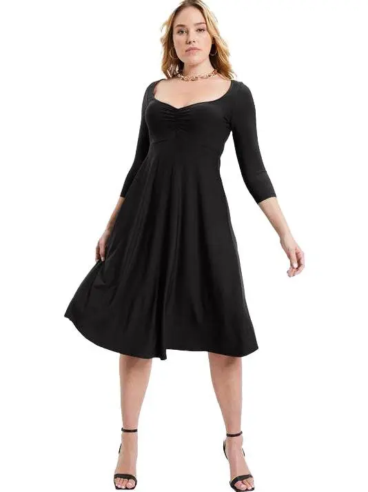 JUNE + VIE Sweetheart Neckline Swing Dress - Black