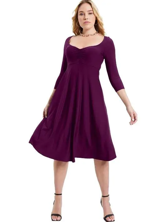 JUNE + VIE Sweetheart Neckline Swing Dress - Dark Berry