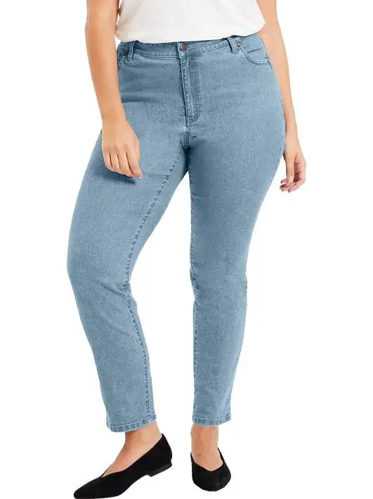 JUNE + VIE Curvie Fit Straight-leg Jeans - Light Blue