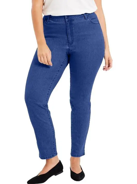 JUNE + VIE Curvie Fit Straight-leg Jeans - Medium Blue
