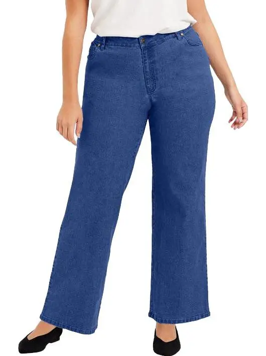 JUNE + VIE Curvie Fit Wide-leg Jeans - Medium Blue