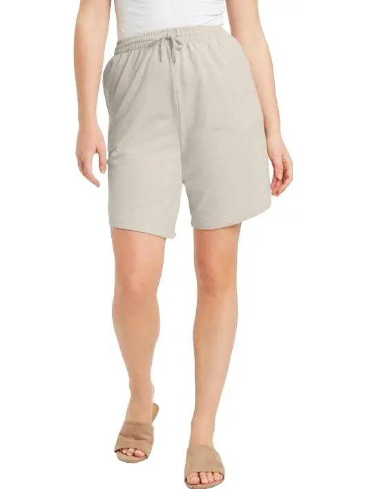 JUNE + VIE French Terry Bermuda Shorts - Heather Oatmeal