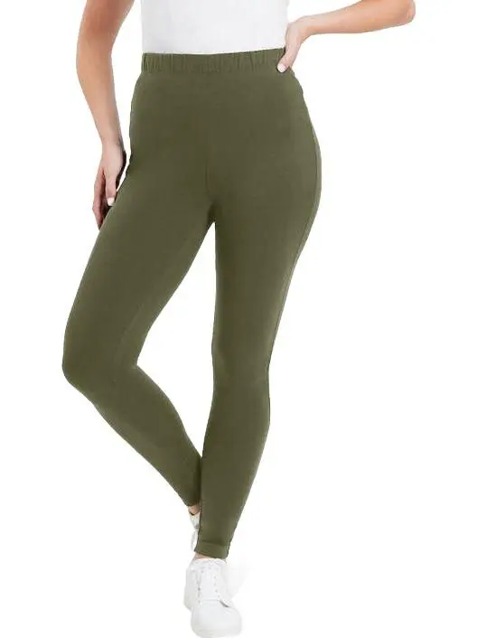 JUNE + VIE Classic Ankle Legging - Dark Olive Green