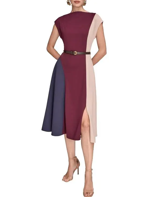 Donna Karan New York Colorblock Sleeveless Midi Dress - Eclipse/berry/shadow Pink