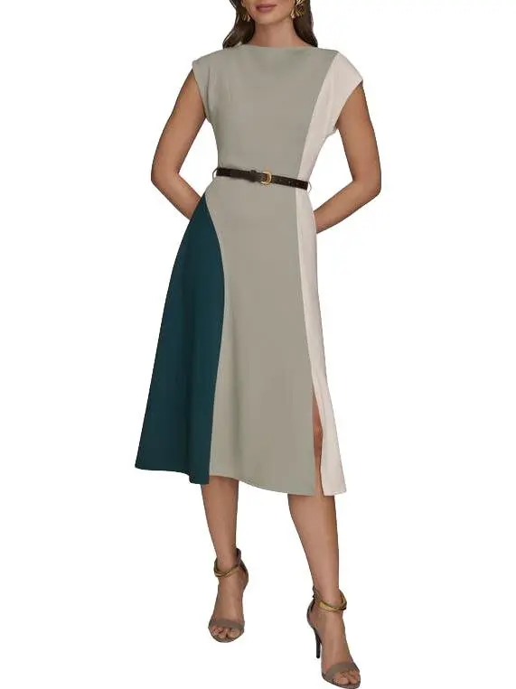 Donna Karan New York Colorblock Sleeveless Midi Dress - Hudson/weathered Sage/cream