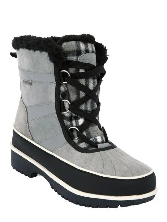 COMFORTVIEW Brienne Waterproof Boots With Faux-fur Cuff - Grey Plaid