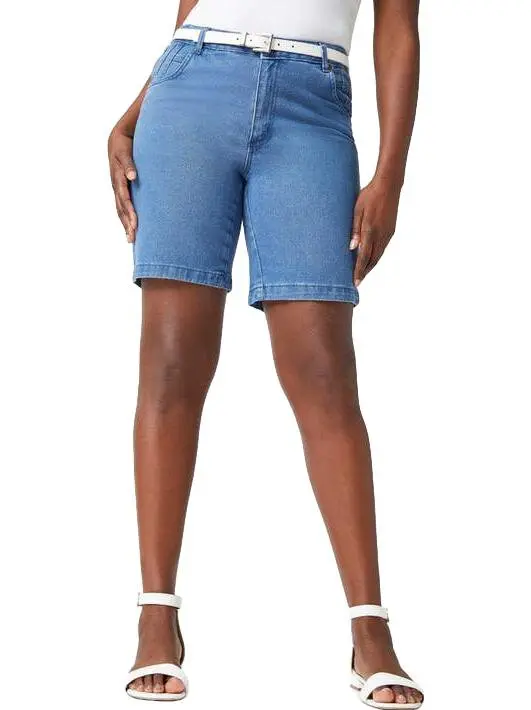 JESSICA LONDON Classic Cotton Denim Shorts - Indigo