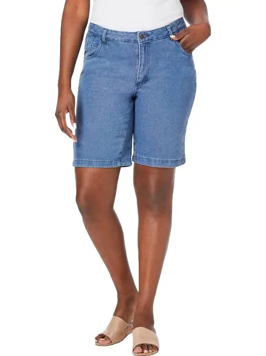 JESSICA LONDON Classic Cotton Denim Shorts - Medium Stonewash