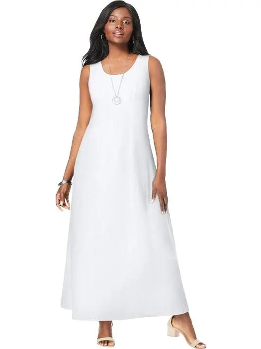 JESSICA LONDON Denim Maxi Dress - White