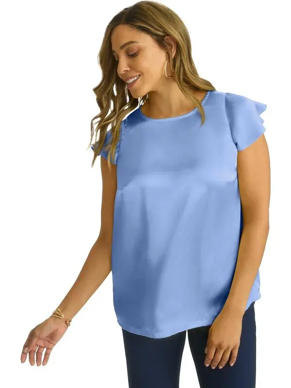 JESSICA LONDON Satin Blouse - French Blue