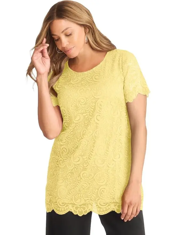 JESSICA LONDON Stretch Lace Tunic - Butter