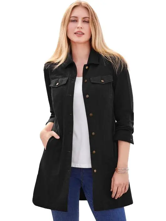 JESSICA LONDON Long Denim Jacket - Black