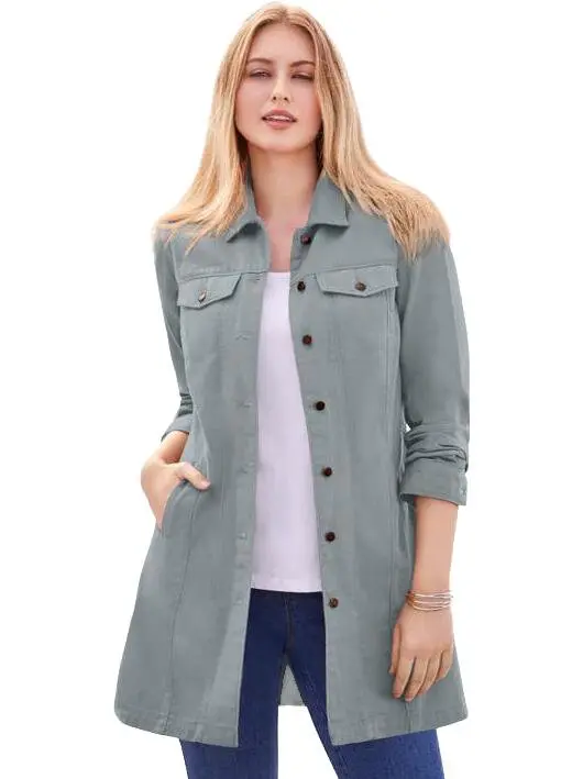 JESSICA LONDON Long Denim Jacket - Gunmetal