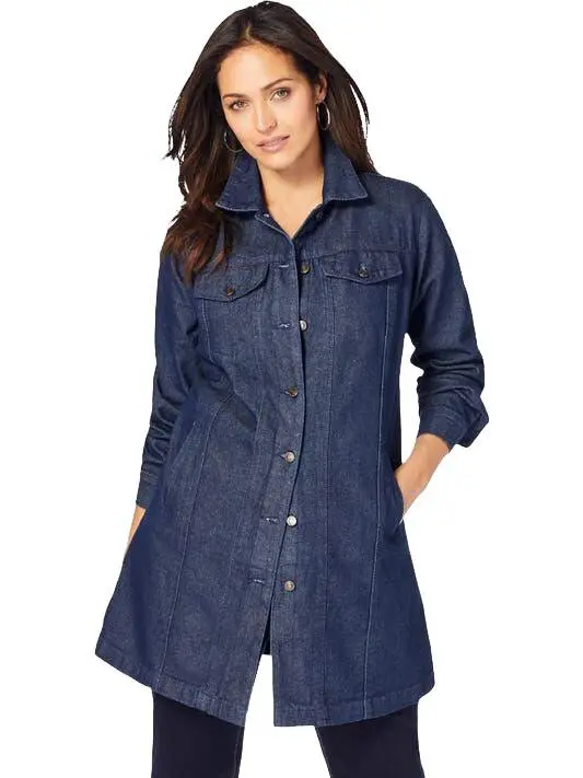 JESSICA LONDON Long Denim Jacket - Indigo