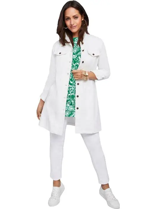 JESSICA LONDON Long Denim Jacket - White