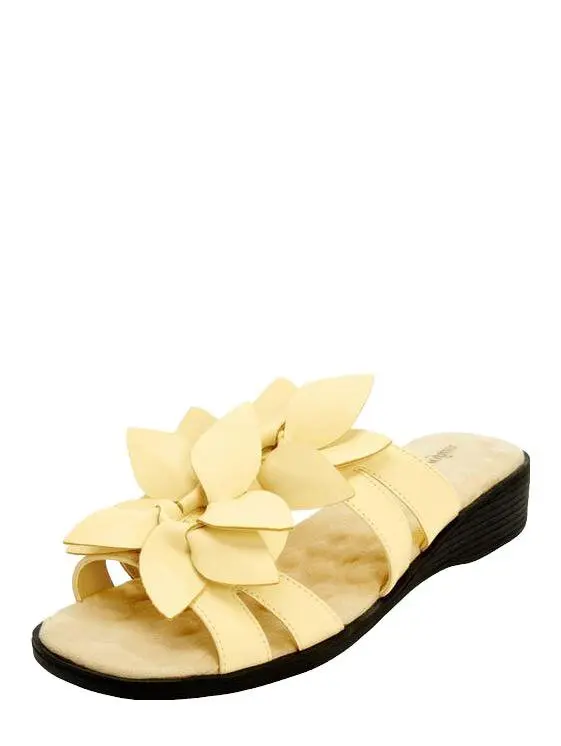 COMFORTVIEW Paula Floral Slip-on Sandal - Pale Yellow
