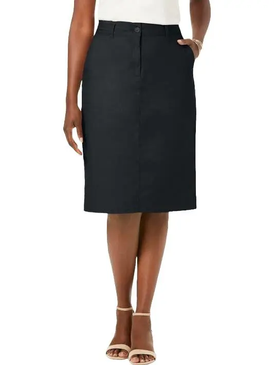 JESSICA LONDON Stretch Cotton Chino Skirt - Black