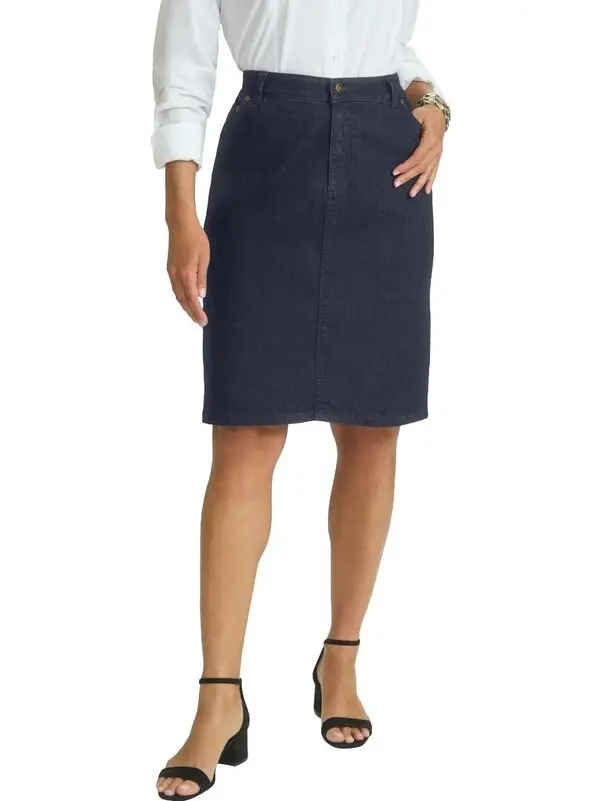 JESSICA LONDON Stretch Denim A-line Skirt - Indigo