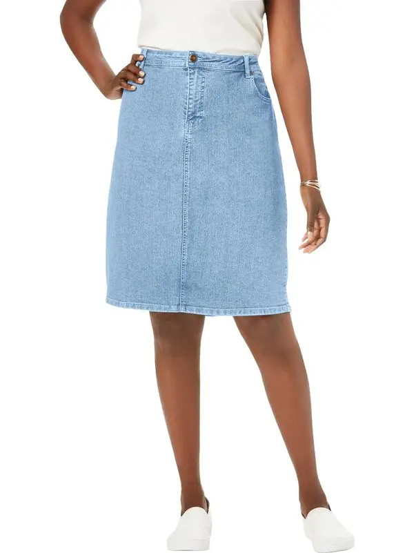 JESSICA LONDON True Fit Stretch Denim Short Skirt - Light Wash