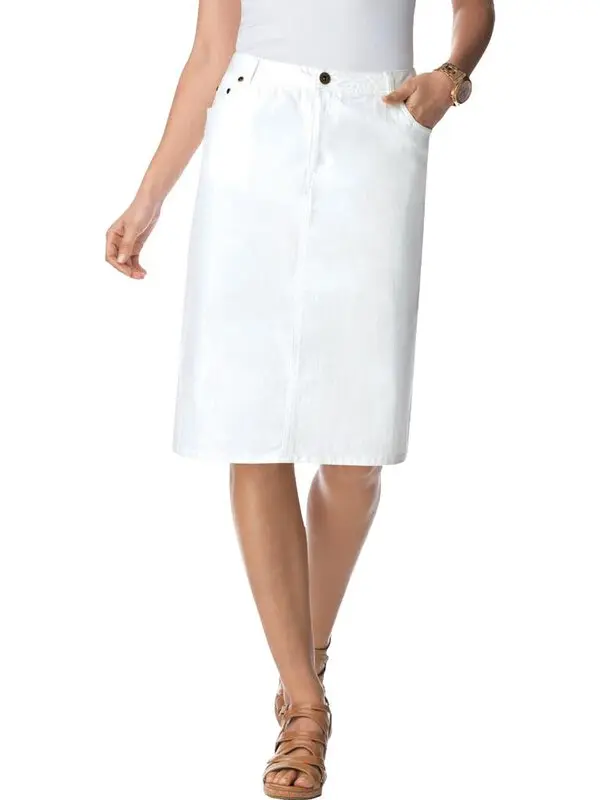 JESSICA LONDON True Fit Stretch Denim Short Skirt - White