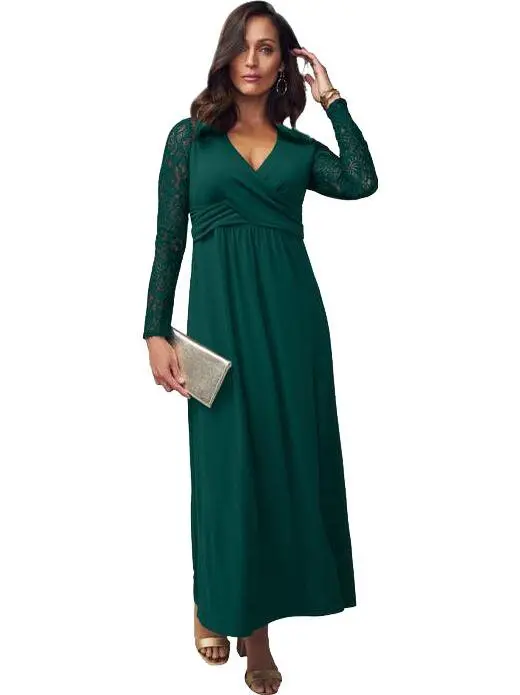 JESSICA LONDON Lace Sweetheart Neckline Dress - Emerald Green