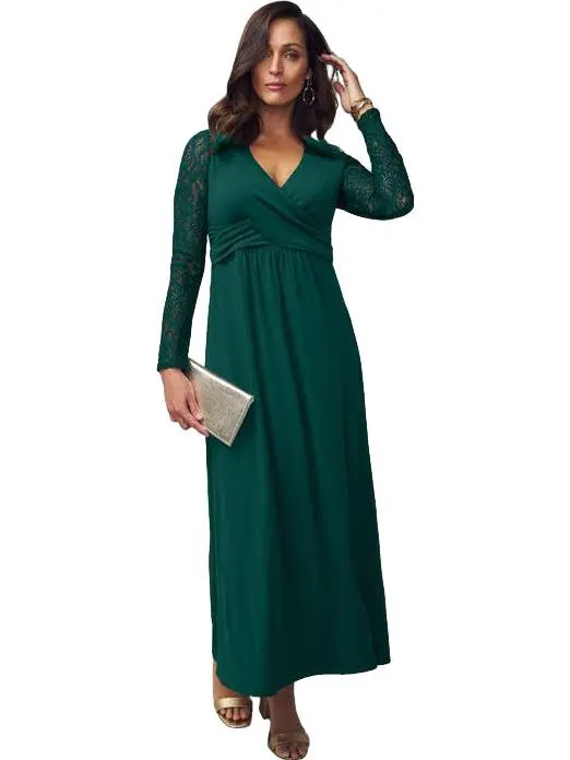 JESSICA LONDON Lace Sweetheart Neckline Dress - Emerald Green