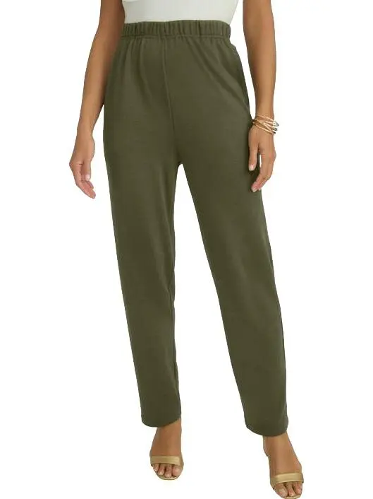 JESSICA LONDON Soft Ease Straight Leg Pant - Dark Olive Green