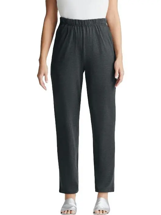 JESSICA LONDON Soft Ease Straight Leg Pant - Heather Charcoal