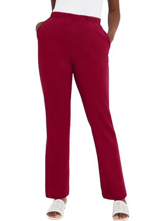 JESSICA LONDON Soft Ease Straight Leg Pant - Rich Burgundy