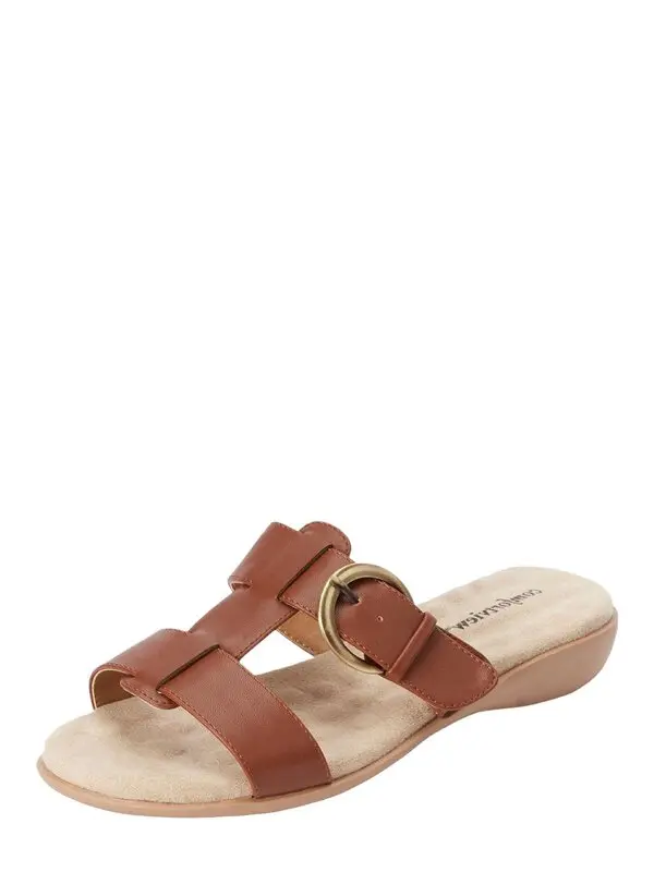 COMFORTVIEW Slip-on Sandal With Buckle Detail - Tan