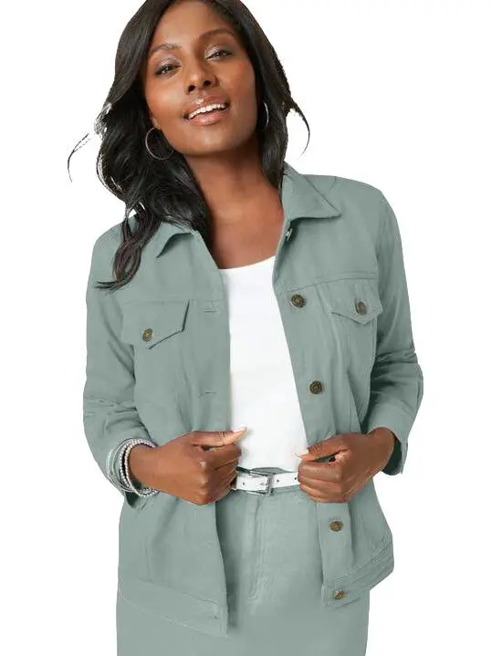 JESSICA LONDON Classic Cotton Denim Jacket - Grey Spruce