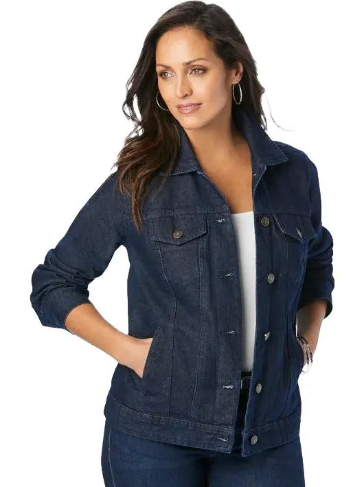JESSICA LONDON Classic Cotton Denim Jacket - Indigo