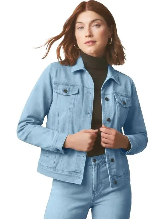JESSICA LONDON Classic Cotton Denim Jacket - Light Wash