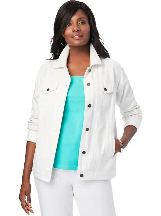 JESSICA LONDON Classic Cotton Denim Jacket - White