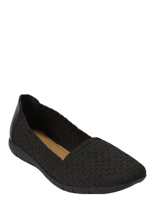COMFORTVIEW Bethany Stretch Woven Slip-on Flat - Black