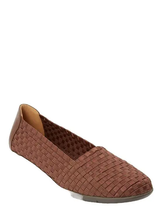 COMFORTVIEW Bethany Stretch Woven Slip-on Flat - Brown