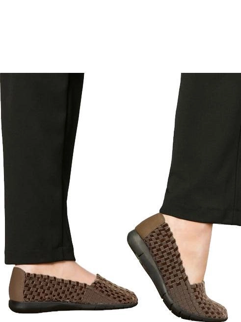 COMFORTVIEW Bethany Stretch Woven Slip-on Flat - Brown