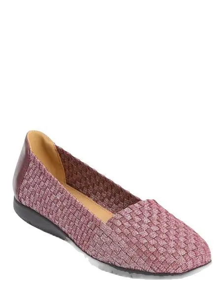 COMFORTVIEW Bethany Stretch Woven Slip-on Flat - Burgundy Metallic