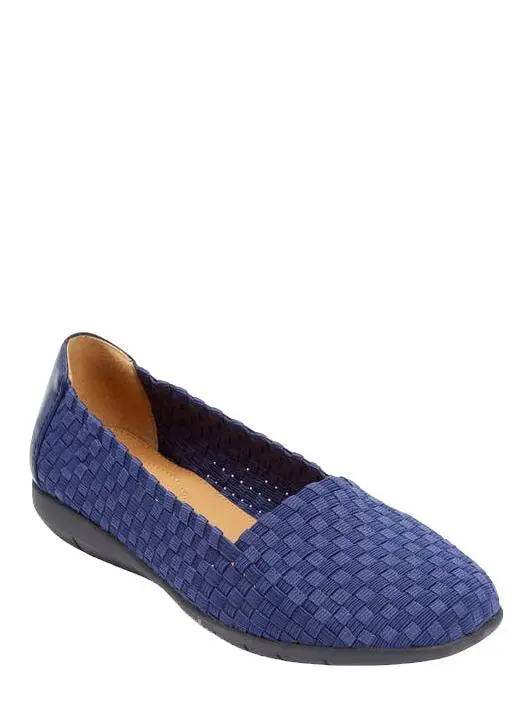 COMFORTVIEW Bethany Stretch Woven Slip-on Flat - Khaki Metallic