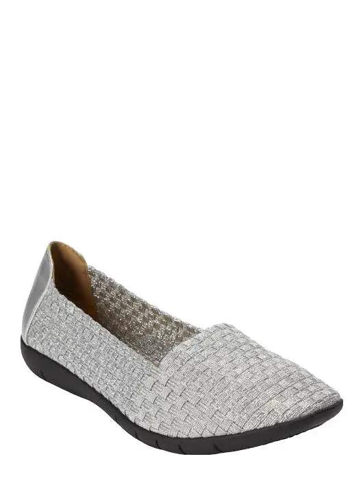 COMFORTVIEW Bethany Stretch Woven Slip On Flat - Pewter