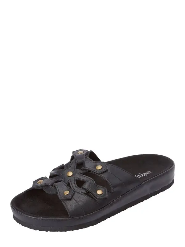COMFORTVIEW Slip-on Footbed Sandal With Decorative Detailing - Black