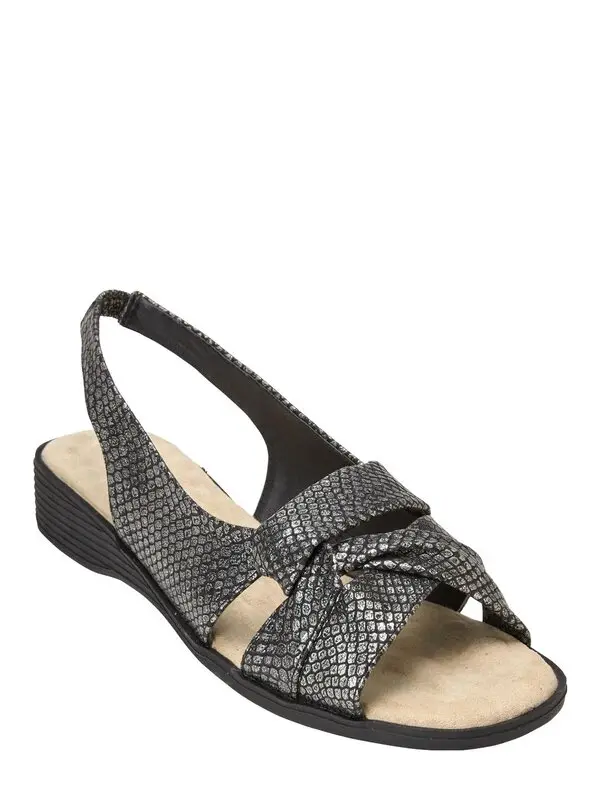 COMFORTVIEW Pearl Slingback Sandal With Snakeskin Texture - Black