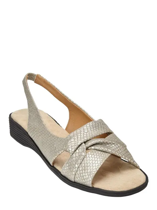 COMFORTVIEW Pearl Slingback Sandal With Snakeskin Texture - Silver