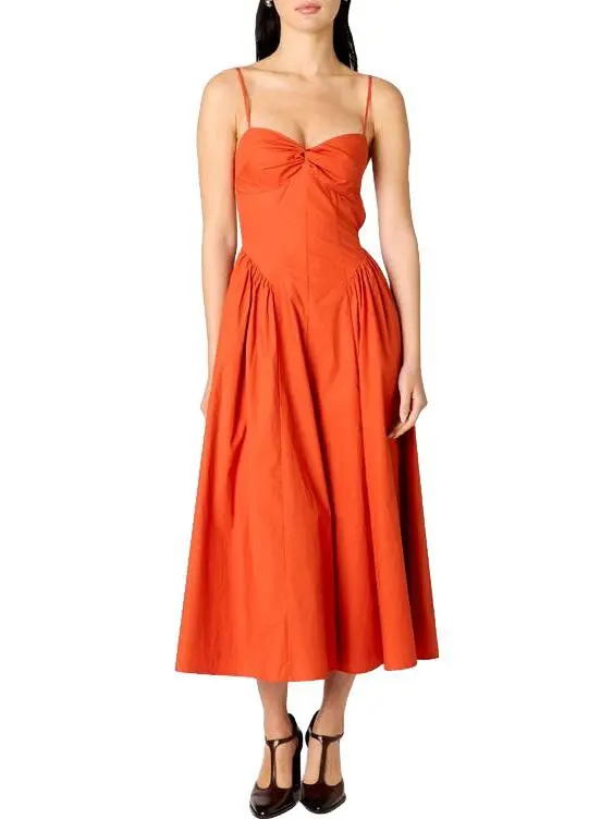 NIA Destene Back Cutout Fit & Flare Maxi Dress - Rust