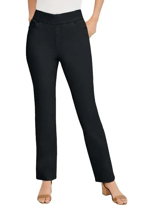 JESSICA LONDON Comfort Waist Stretch Denim Straight Leg Jean - Black