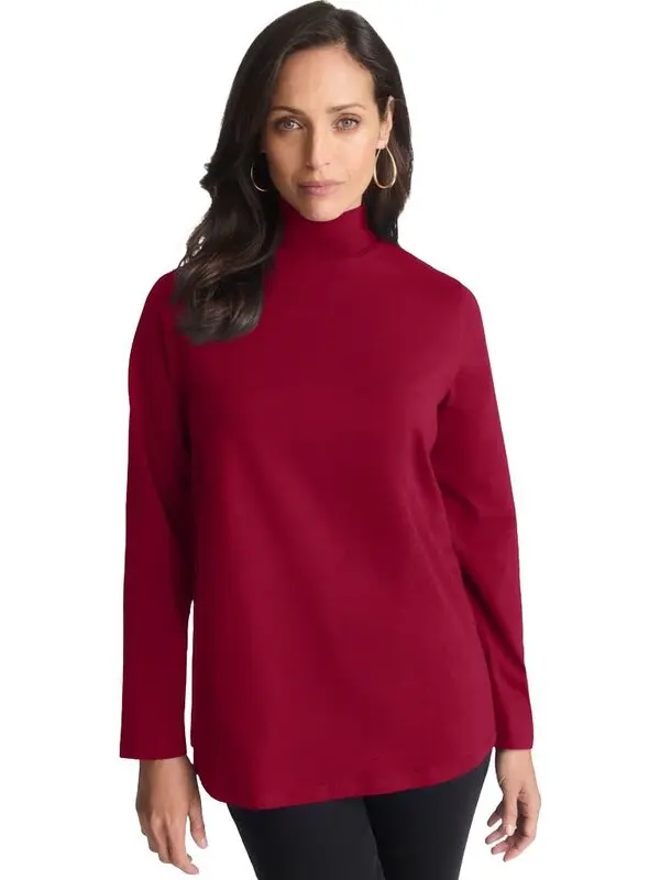 JESSICA LONDON Long Sleeve Mockneck Tee - Rich Burgundy