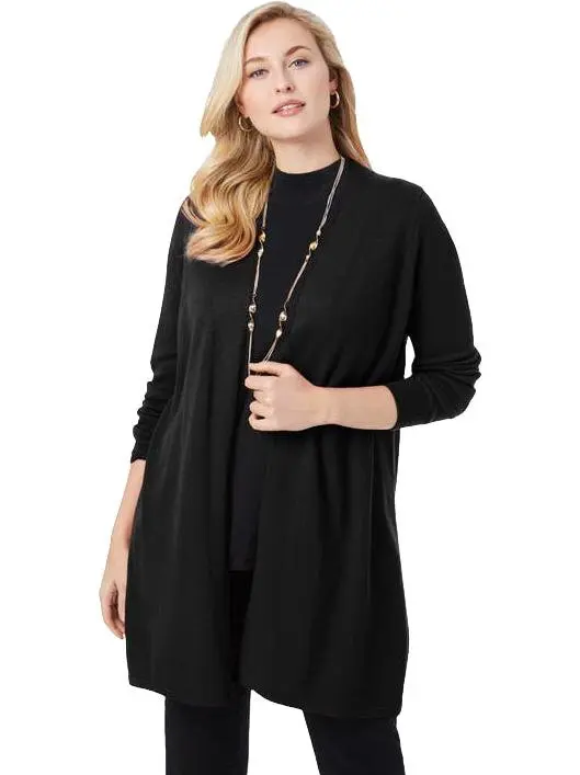 JESSICA LONDON Fine Gauge Cardigan Topper - Black