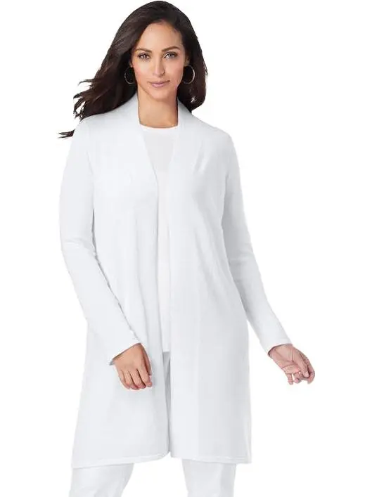 JESSICA LONDON Fine Gauge Cardigan Topper - White